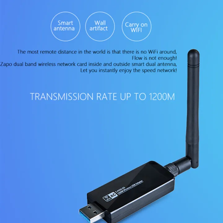 Dual Band 1200Mbps USB RTL8812AU Wireless AC1200 Wlan USB Wifi Lan อะแด ...