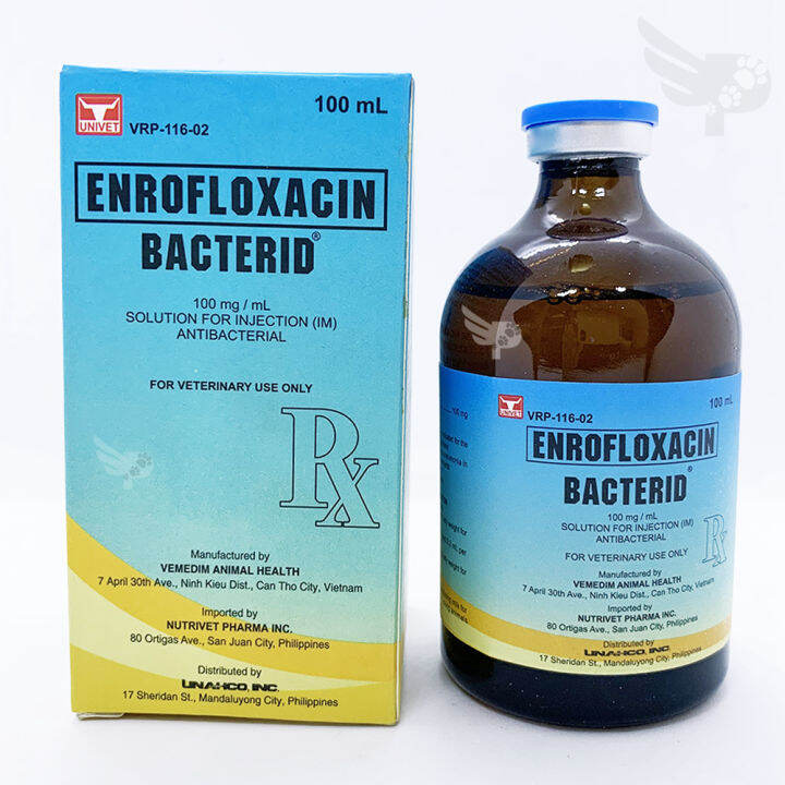 BACTERID 100ml - ENROFLOXACIN - For Animals - Swine, Poultry, Fighting ...