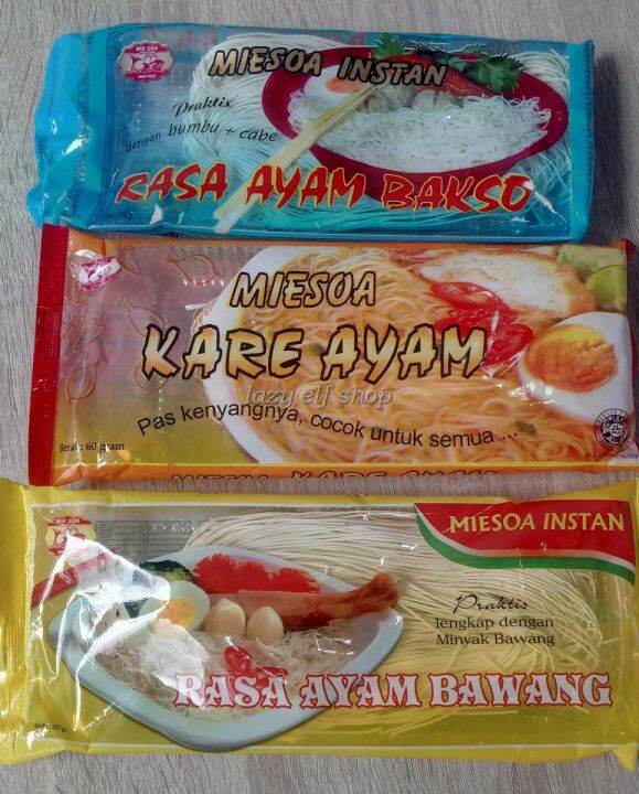misua misoa miesoa instan 3 rasa (ayam bawang, kare, bakso) halal ...