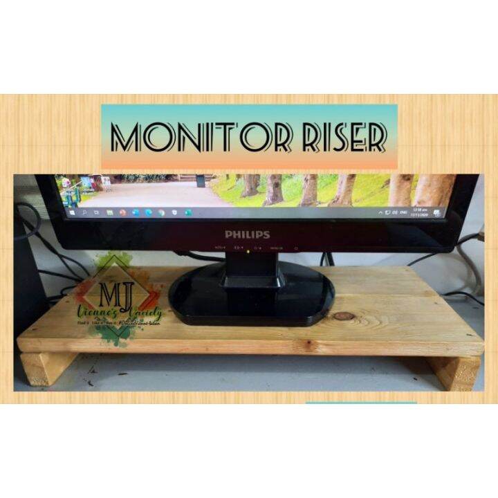 【Ready Stock】 Wooden Monitor Riser Monitor Stand Natural Varnish or ...