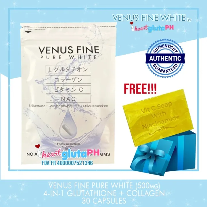 Venus Fine Pure White 4in1 500mg Glutathione Collagen- For Whitening ...