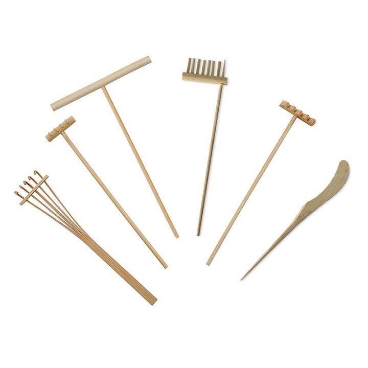 12X Mini Japanese Zen Garden Rake Bamboo Tool Set, Wooden Sandbox Sand ...