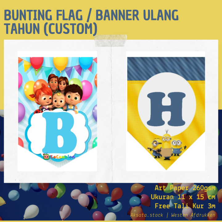 [Custom] Bunting Flag Huruf / Banner Happy Birthday / Dekorasi Ulang ...