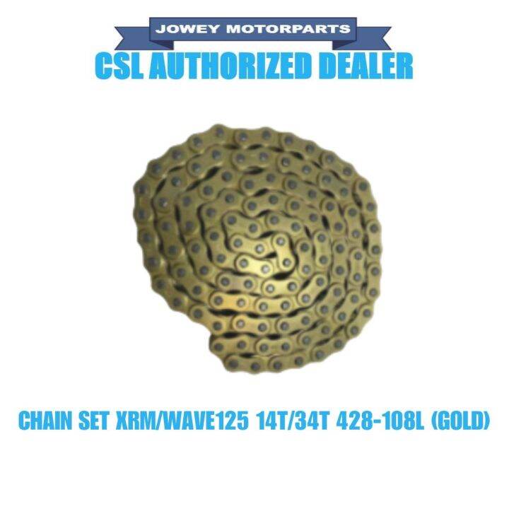 CSL CHAIN SET XRM/WAVE125 14T/34T 428-108L/14T/36T 428-110L (GOLD ...