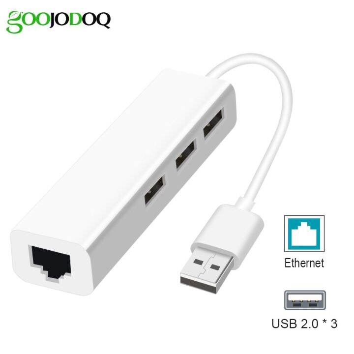 GOOJODOQ USB To RJ45 HUB 3 Ports USB Ethernet Adapter USB Hub Lan ...