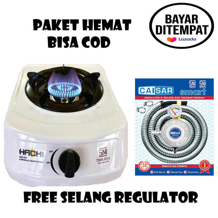 Kompor Gas Hachi 1 Tungku/ Kompor Gas Putih(+)FREE SELANG REGULATOR/ Kompor SNI GARANSI RESMI 1 ...