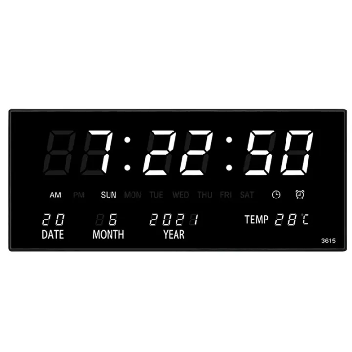 LED Perpetual Calendar Electronic Clock Digital Wall Clock Alarm Hourly ...