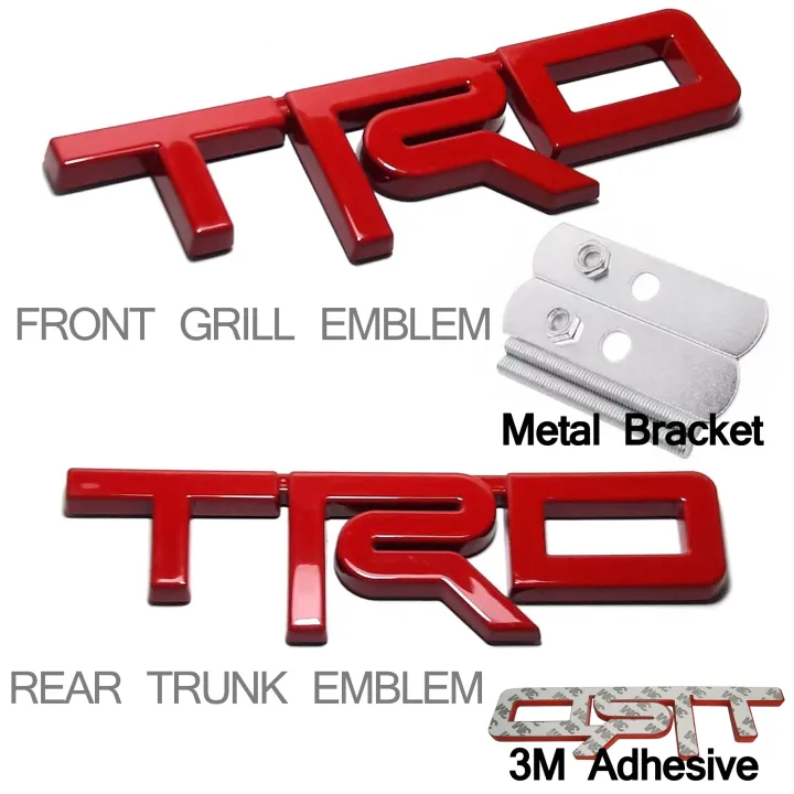 TRD Front Grill and Rear Trunk Metal Emblem for Toyota Car RED | Lazada PH