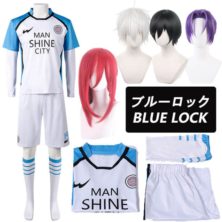 Anime Blue Lock Cosplay Costume Red Uniform T-shirt Wig Men Chigiri ...