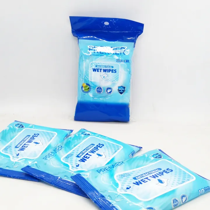 Premier Antibacterial Wet Wipes / Sanitizing Wipes (10 Sheets x 3Pkt ...