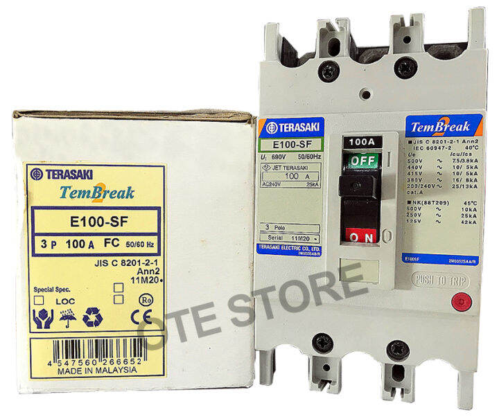 TERASAKI E100SF 10KA 3POLE MCCB (40A / 50A / 60A / 100A) | Lazada
