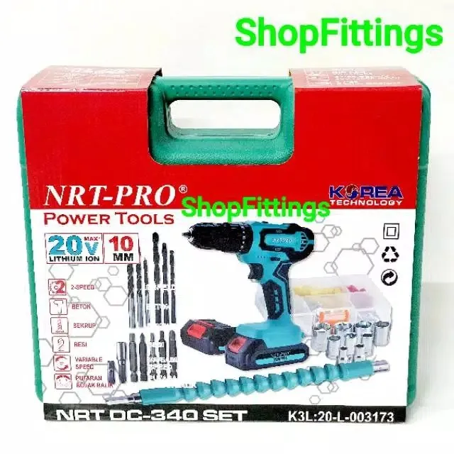 NRT PRO Bor Beton Baterai Cordless Impact Drill 20Volt Tool Box ...