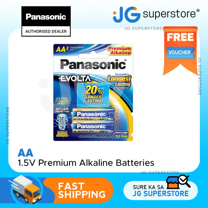 Panasonic LR6EG/2B Evolta AA (Pack of 2) Premium Alkaline Batteries 1.5V Battery | JG Superstore ...