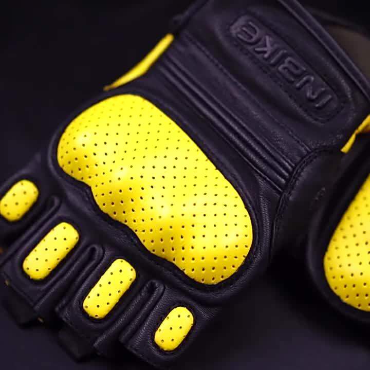 INBIKE หนังแพะรถจักรยานยนต์ถุงมือผู้ชายผู้หญิงฤดูร้อนครึ่งนิ้วถุงมือ ...