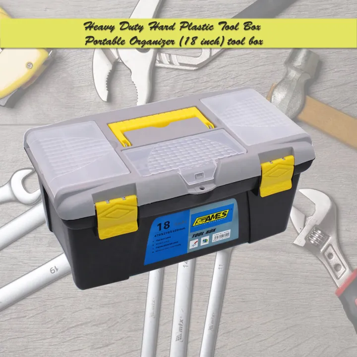 18 INCH Heavy Duty Hard Plastic Tool Box Portable Organizer tool box ...