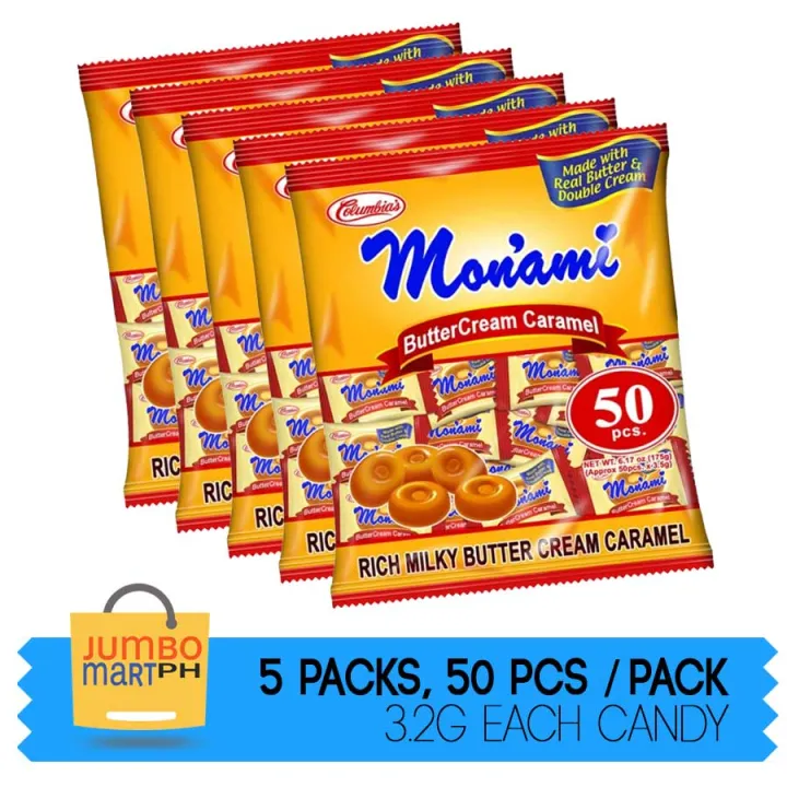 MONAMI BUTTERCREAM CARAMEL CANDY x 5 PACKS (50 PCS) / 3.2G PER PC ...