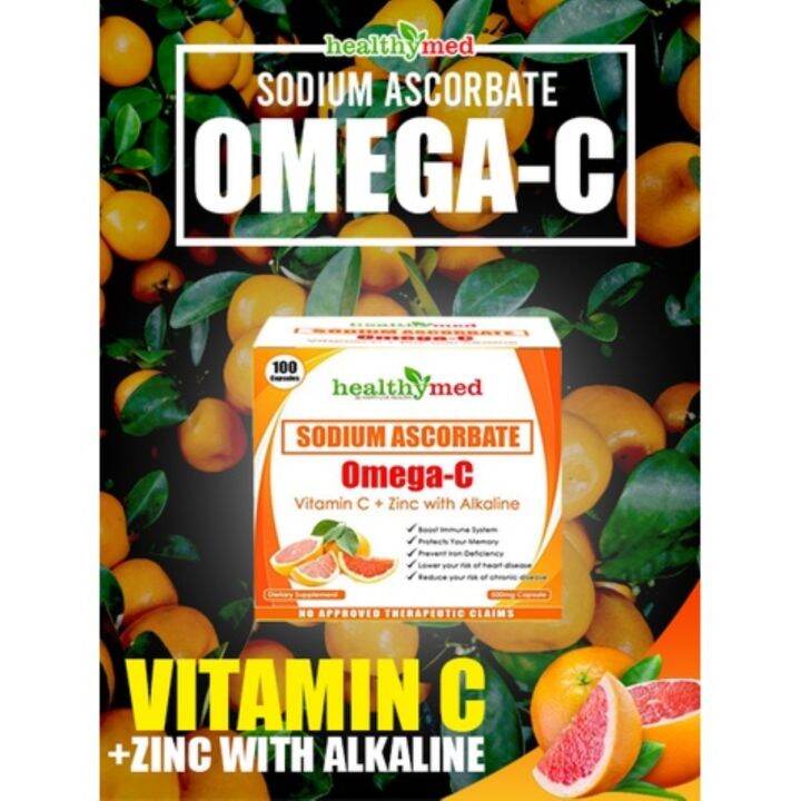 Healthymed Sodium Ascorbate Omega C - Vitamin C + Zinc with Alkaline ...