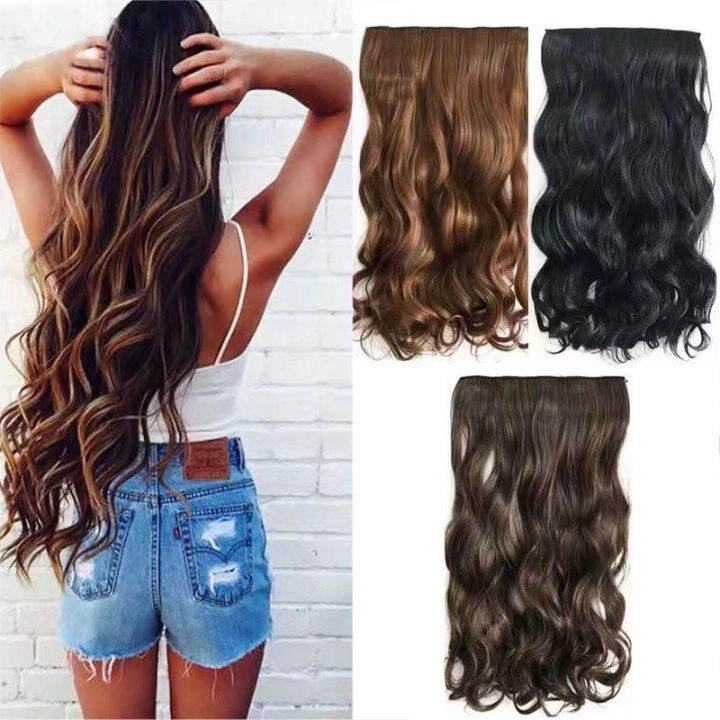 FULLY GOODIES Wavy 5 Clips Hair Extensions Synthetic Clip On Hair ...