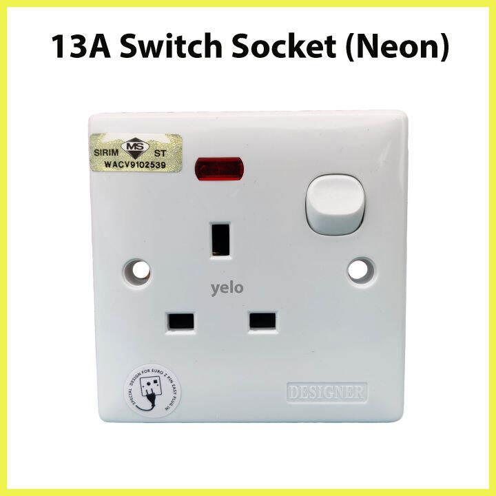 13A 3 Pin Switch Socket 13A Switches Wall Switch Wall Socket Soket ... 13A 3 Pin Switch Socket 13A Switches Wall Switch Wall Socket Soket ...