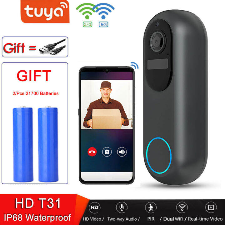 Tuya Dual WiFi Video Doorbell Camera 5G/2.4GHz outdoor Door bell ...