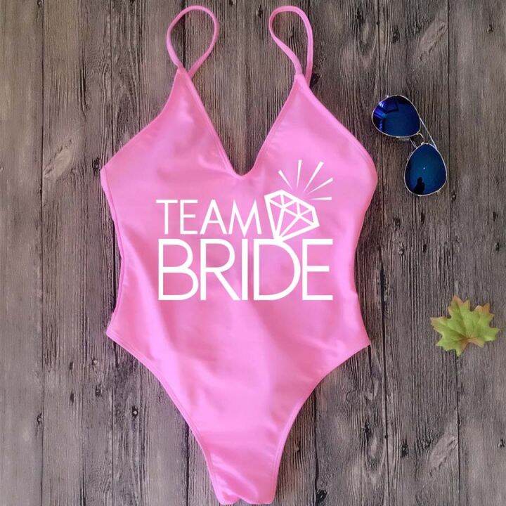 Padded y Team Bride Swimsuit Female used Swimwear Backless White Team ...