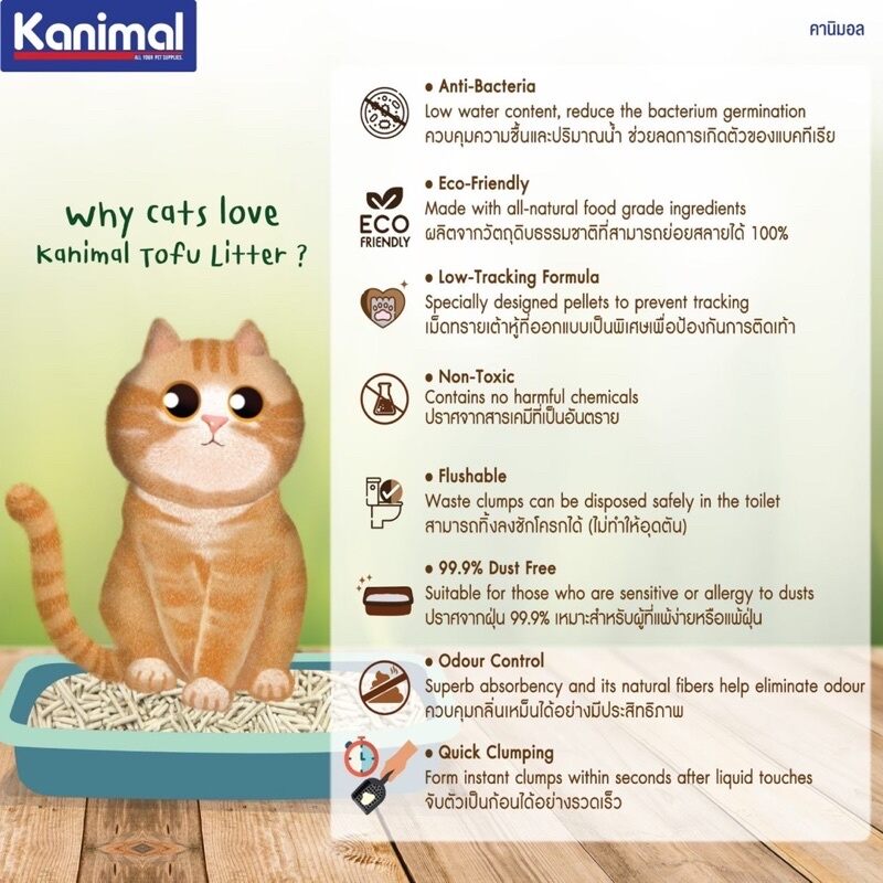 ทรายแมว Kanimal คานิมอล เต้าหู้ ธรรมชาติ ทิ้งชักโครกได้ ขน - ช้อปปิ้งออนไลน์ ซื้อสินค้าโปรโมชั่น ...
