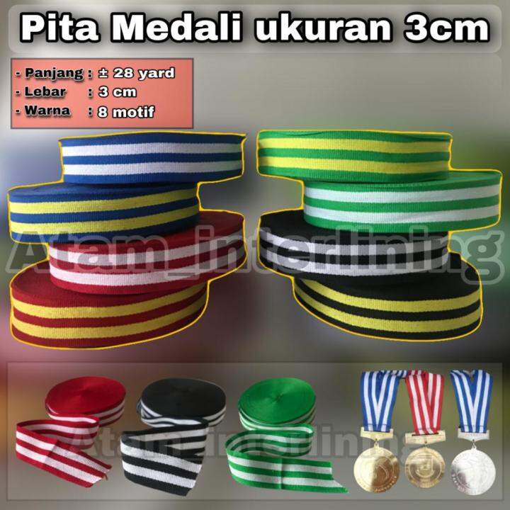 Pita Medali Mendali 3cm atau 30mm Roll | Pita Piagam 3cm | Pita Piala ...