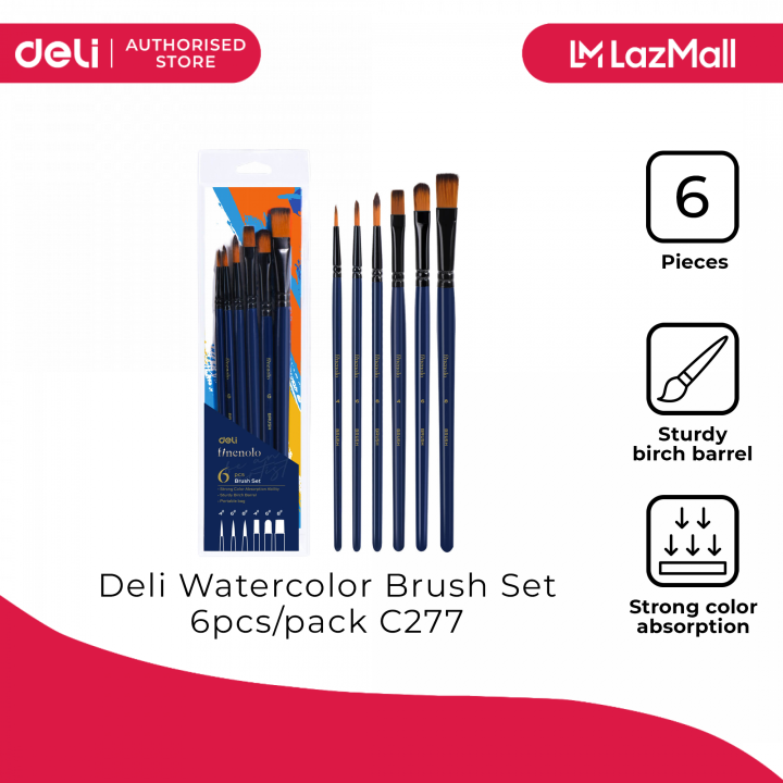 Deli Watercolor Brush Set 6pcs/pack C277 [79C277] | Lazada PH
