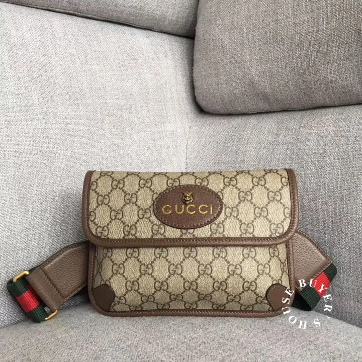 Gucci GG Supreme Canvas Tiger Head Bag Belt Bag Chest Bag | Lazada.co.th