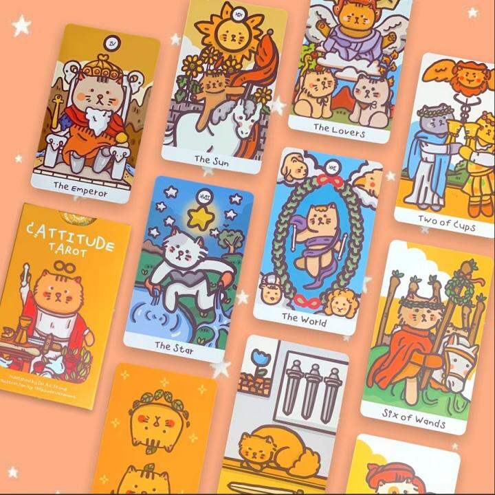 Cattitude Tarot Orange Cat Cards Thai Cute Gypsy 78 | Lazada PH