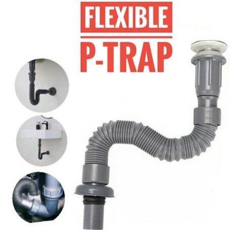 Flexible Plastic P-Trap Lavatory and Kitchen Sink 1-1/2inch w/ Flip ...