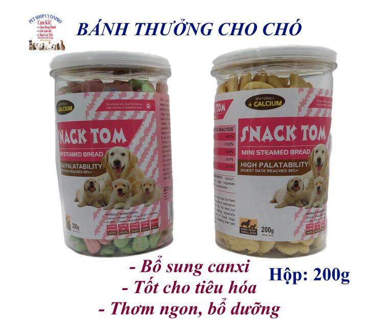 [Hoàn tiền 10%] Bánh thưởng cho Chó Snack Tom Hộp 200g Bổ sung canxi ...
