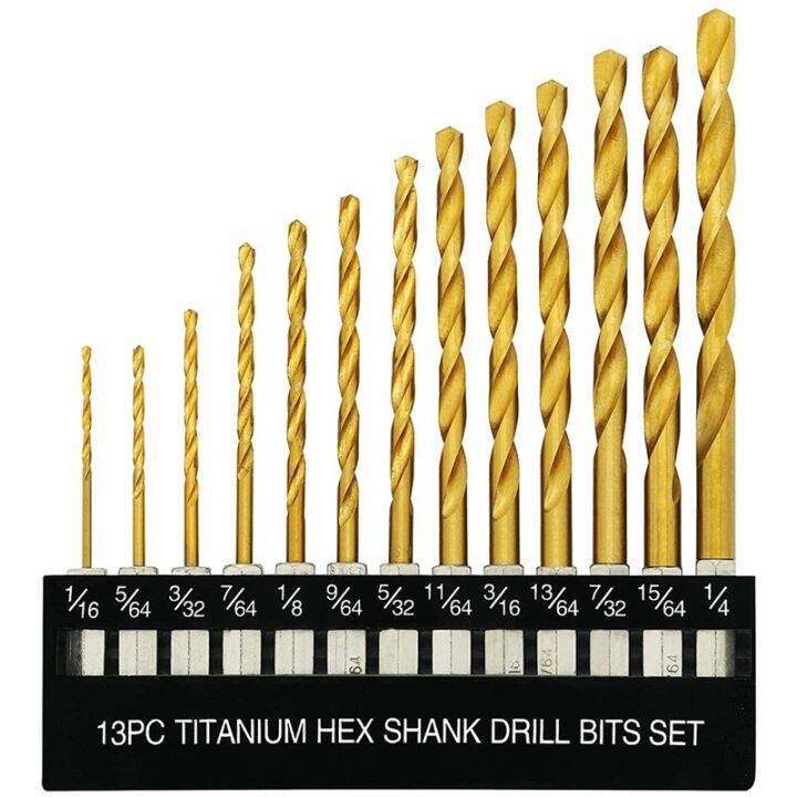 Titanium Hex Drill Bit Set 135 Degree Tip HSS Impact Drill Bit Set for ...