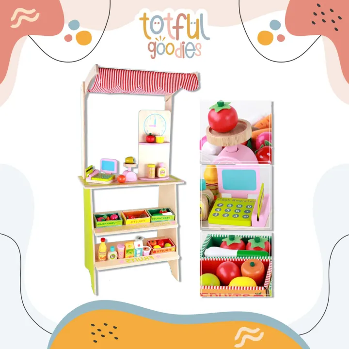 [READY STOCK] Kids Wooden Supermarket Grocery Fruit Booth Stand Stall ...