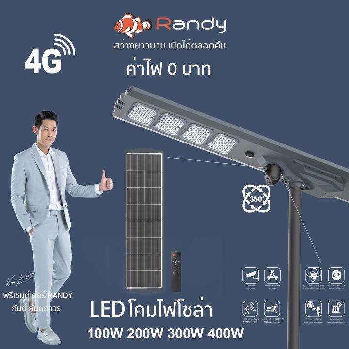 Randy LED Solar Street Light PROMAX 4G CCTV หมุนได้ 350° 1440P โคมไฟถนน ...