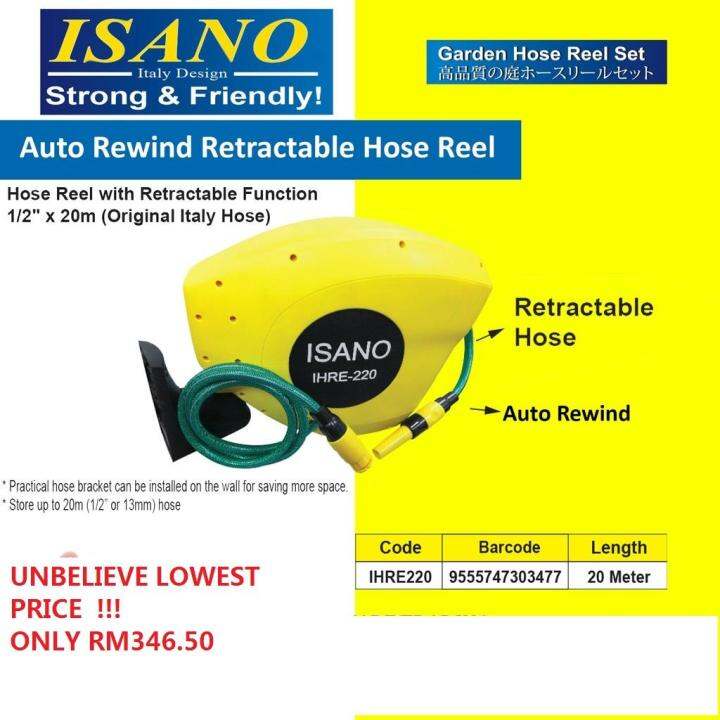ISANO Auto Rewind Retractable Hose Reel come with 20meters Hose ~AUTO ...