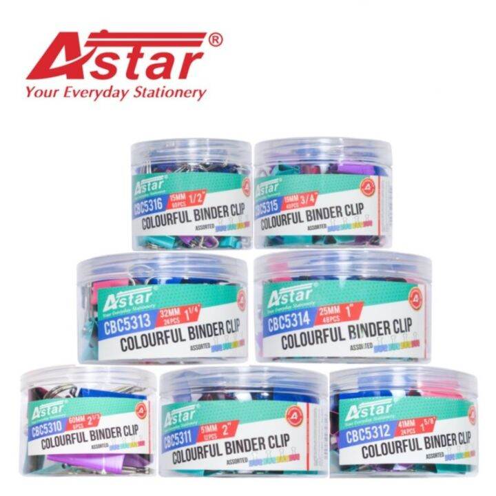Astar Colourful Binder Clip / Paper Clip / Double Clip (Drum) - 15mm ...