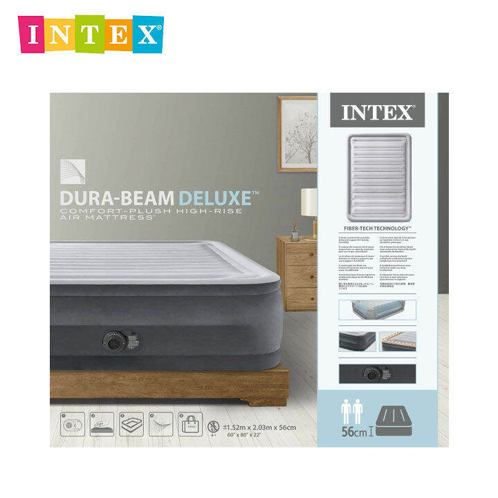 INTEX® 64418 Queen Comfort-Plush Airbed With Fiber-Tech Rp (W/220-240V ...