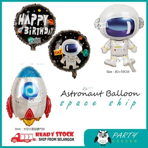 Astronaut Foil Balloon / Happy Birthday / Space ship / Angkasawan ...