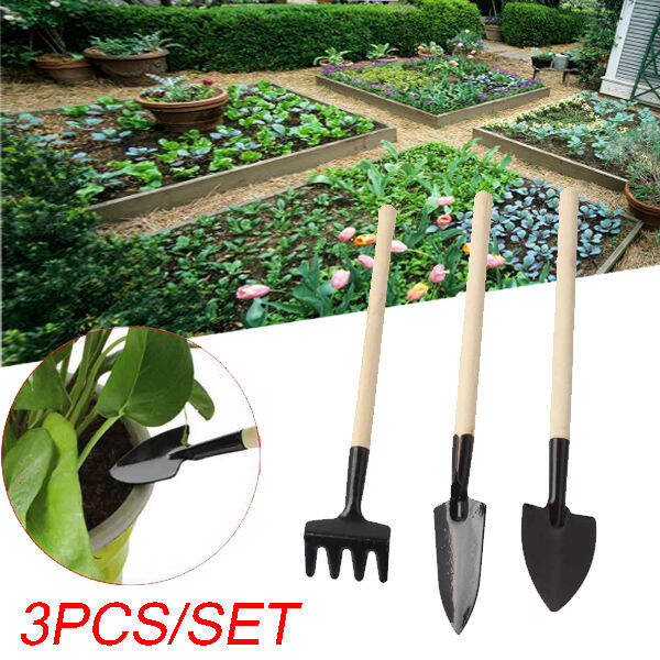 3pcs Mini Multifunctional Garden Tools Wood Handle Gardening Set ...