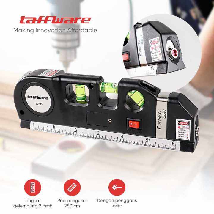 Bisa COD - Penggaris Laser Waterpass Meteran Laser MAnual 250Cm Warna ...
