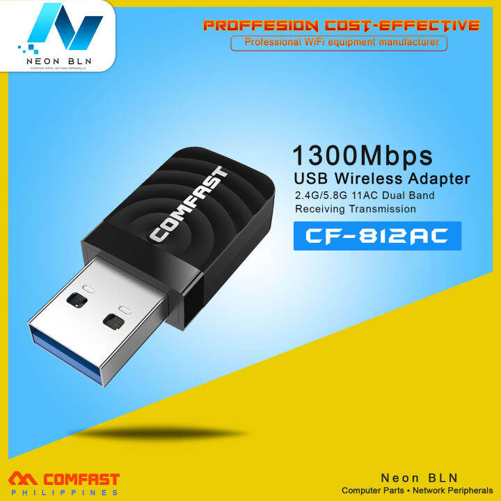 Comfast CF-812AC 1200Mbps Dual Band USB Adapter | USB Adapter | USB Adaptor | WiFi Dongle For Pc ...