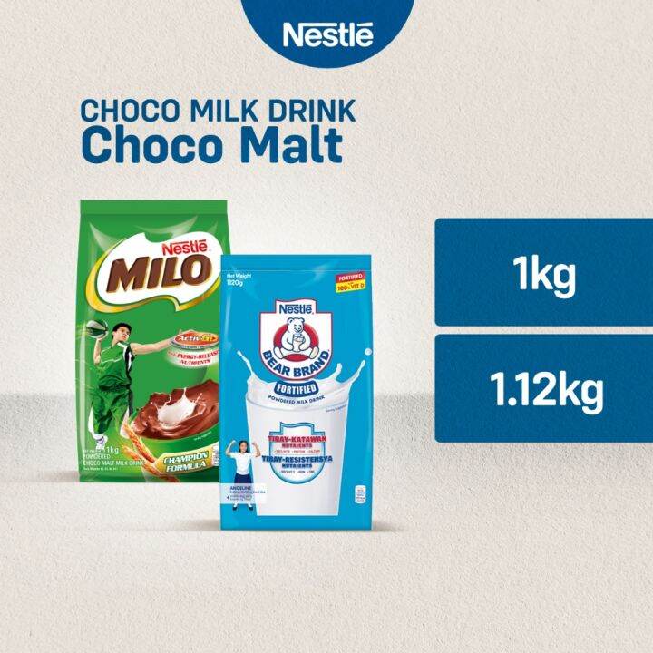 Milo Powdered Choco Malt Milk Drink 1kg Bear Brand Fortified Powdered ...
