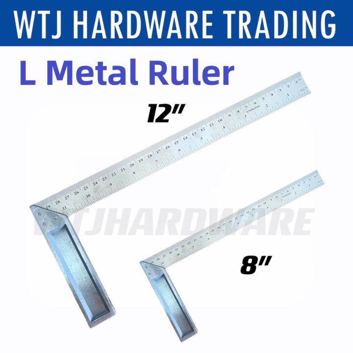 8" & 12" L-Shaped Metal Ruler / Square Ruler / L Ruler / PEMBARIS BESI L 8" & 12" / ruler L | Lazada
