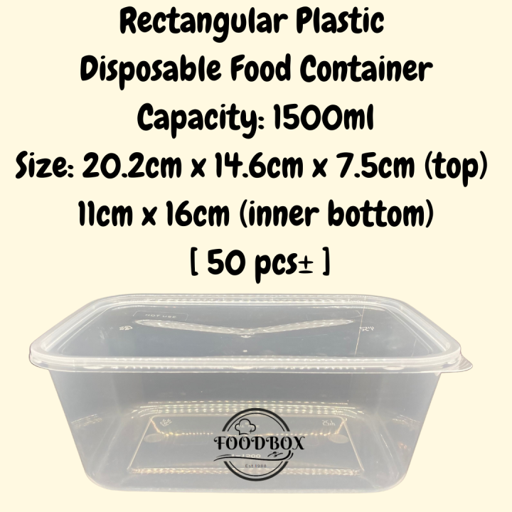 FOODBOX - [ 50sets± ]1500 Rectangular Plastic Disposable Food Container ...