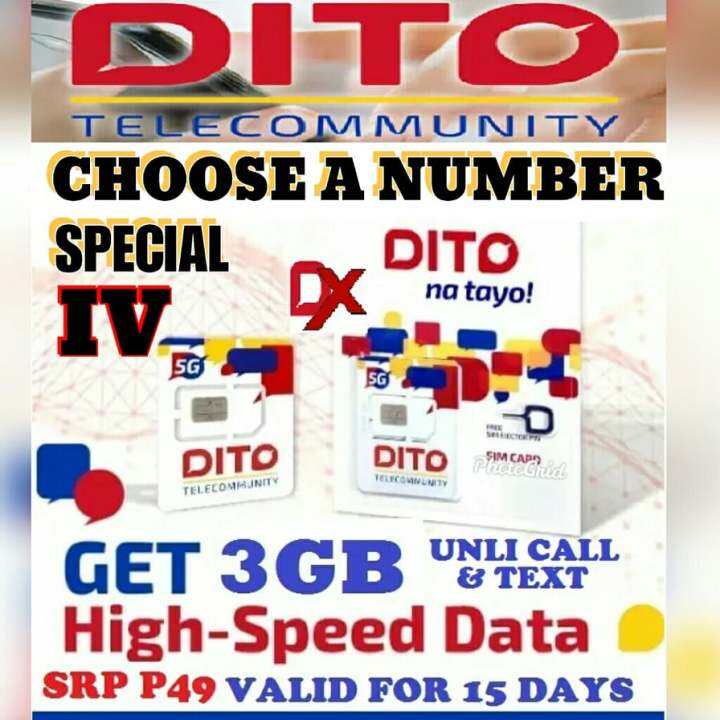 DITO SIM 5G CHOOSE A NUMBER SPECIAL IV. w/ 3GB DATA+CALL&TEXT | Lazada PH