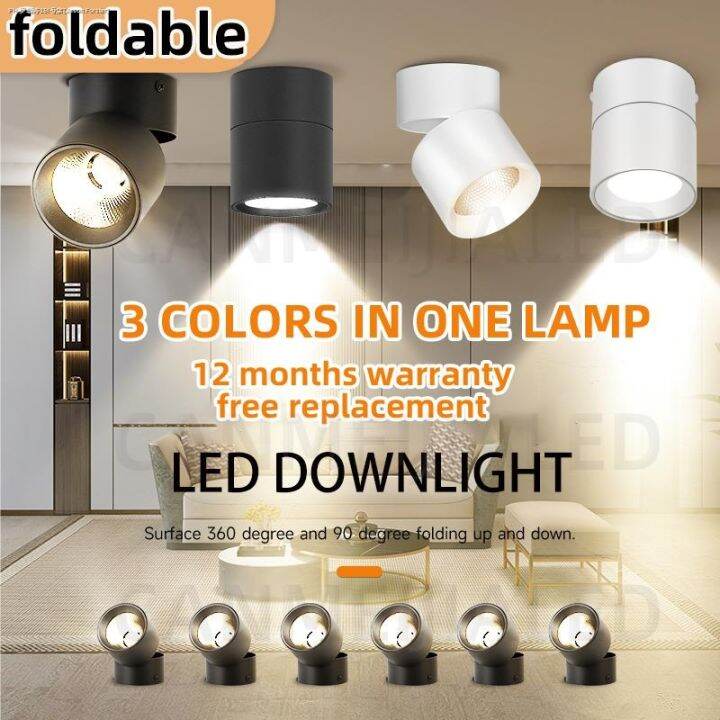 Foldable Downlight Tri Color Ceiling Lamp Surface Mounted Led Spotlight Downlights Corner Pin ...