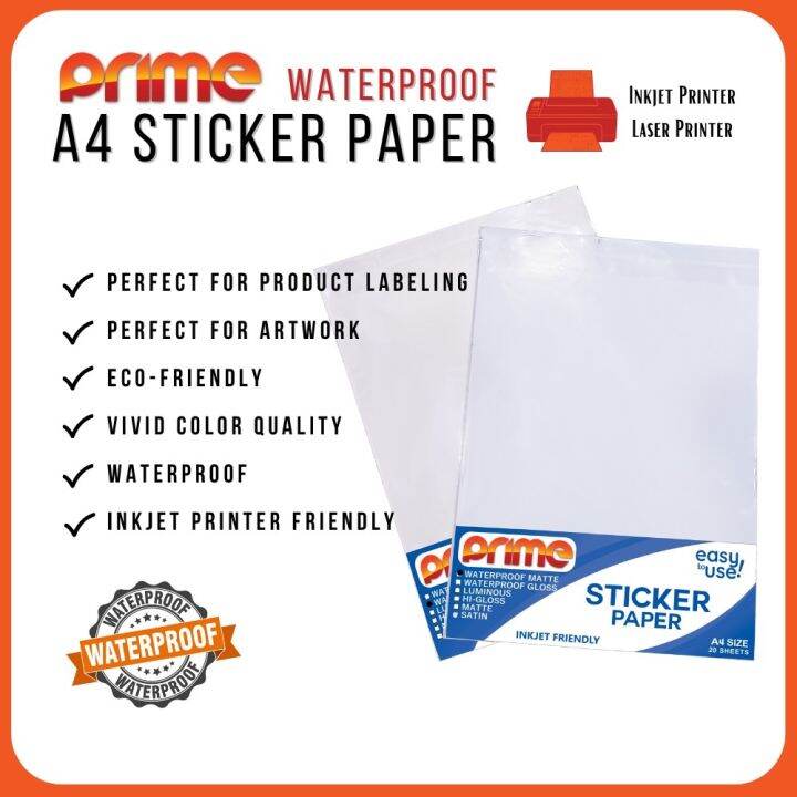 Writing and Paper Prime Waterproof Printable A4 Sticker [10-20 sheets ...