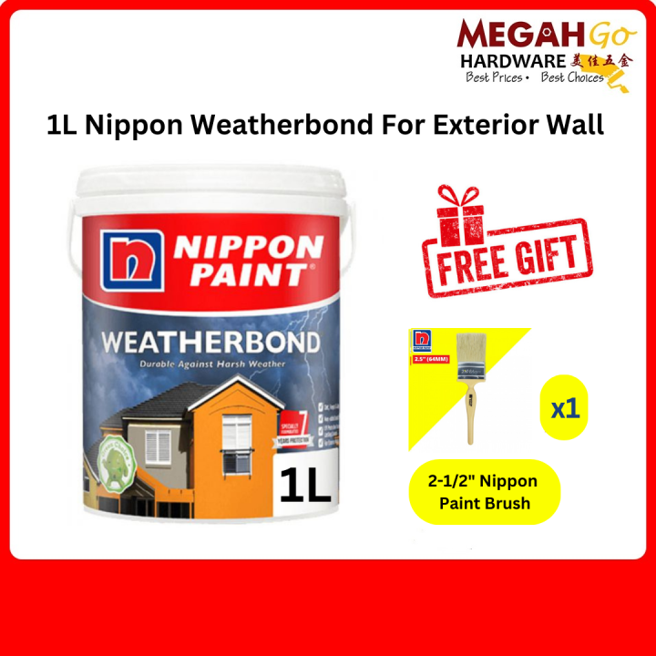 1L Nippon Weatherbond For Exterior Wall with free gift | Lazada