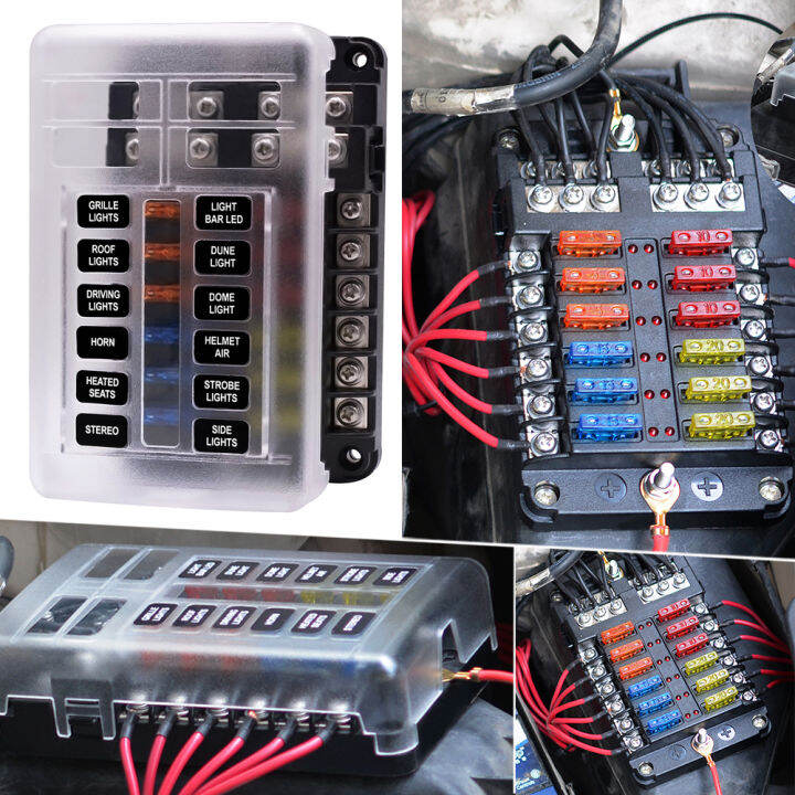 MB【Free Shipping&COD】 12 Cara Blade Fuse Box Blok Pemegang Penunjuk Led ...
